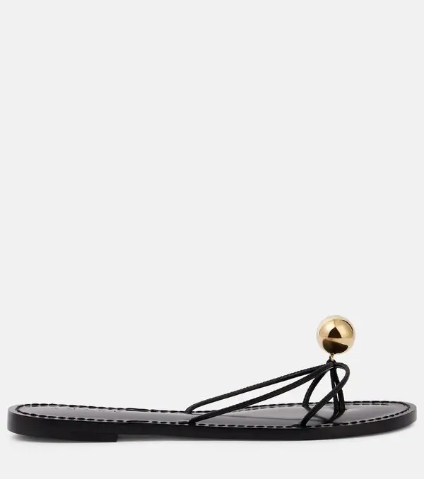 AMANU Malawi Embellished Leather Thong Sandals