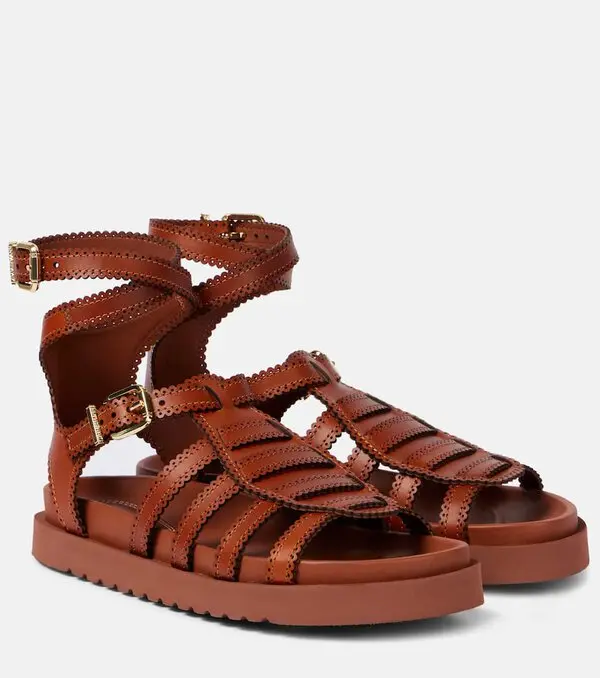 Zimmermann Goldie Leather Gladiator Sandals - Brown
