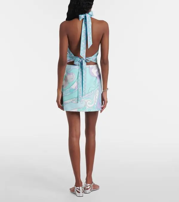 Emilio Pucci Orchidee Silk Twill Miniskirt