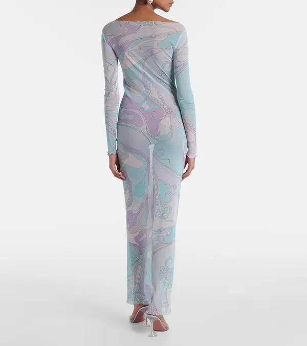 Emilio Pucci Orchidee Tulle Maxi Dress - Multicoloured
