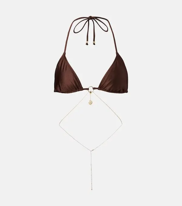 BANANHOT Chain-embellished Bikini Top - Brown