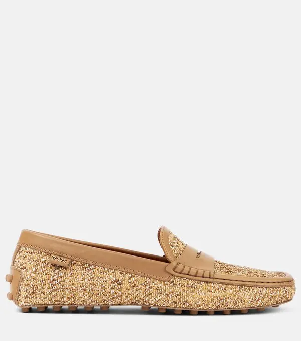 TOD'S Gommino Leather-trimmed Driving Shoes - Neutrals