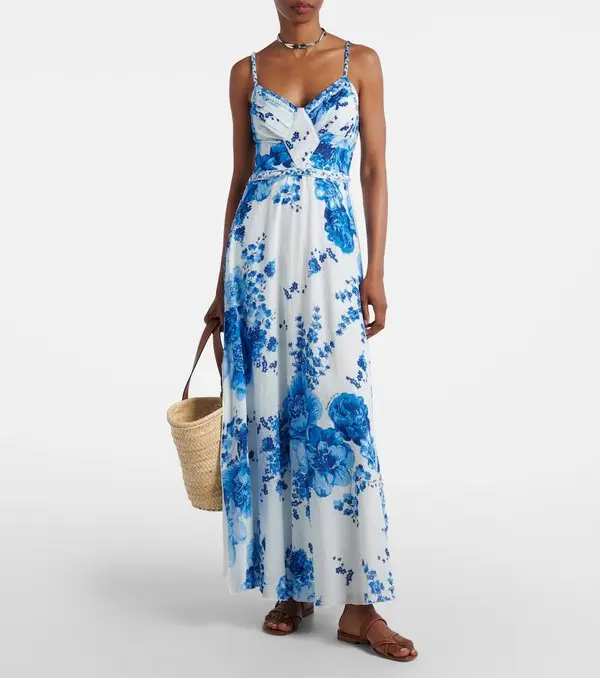 Poupette St Barth Cara Cotton Maxi Dress - Blue
