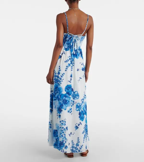Poupette St Barth Cara Cotton Maxi Dress - Blue