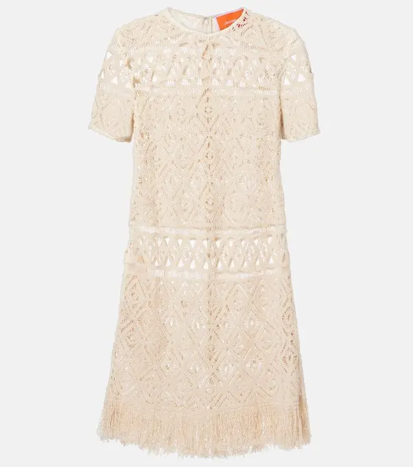 La DoubleJ Lacey Macramé Cotton Minidress - Beige