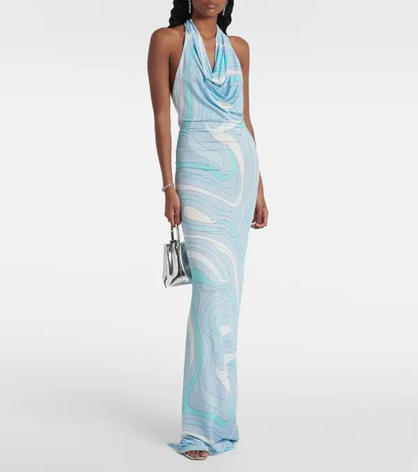 Emilio Pucci Marmo Halterneck Maxi Dress
