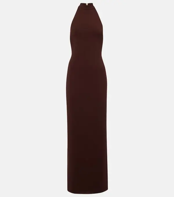 BANANHOT Carrie Halterneck Jersey Maxi Dress - Brown
