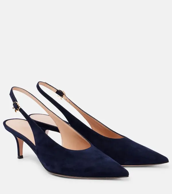 GIANVITO ROSSI Robbie 55 Suede Slingback Pumps - Blue