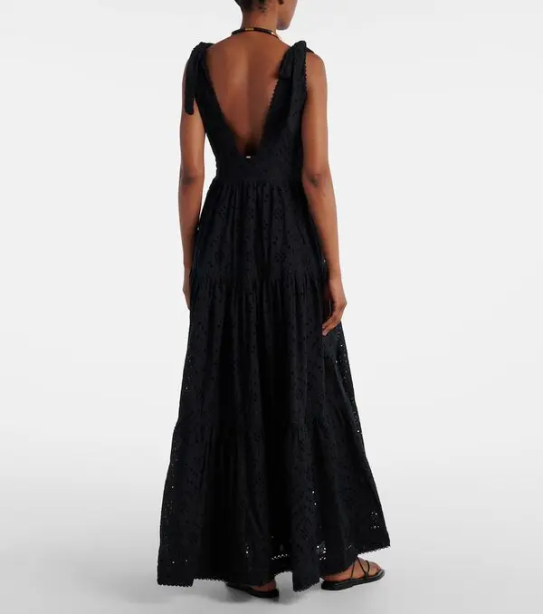 Poupette St Barth Perla Embroidered Maxi Dress