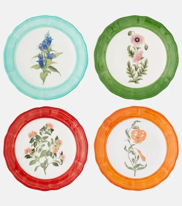 LES-OTTOMANS A Garden For The Sultan Set Of 4 Dessert Plates - Multicoloured