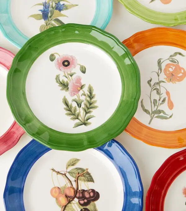 LES-OTTOMANS A Garden For The Sultan Set Of 4 Dessert Plates - Multicoloured