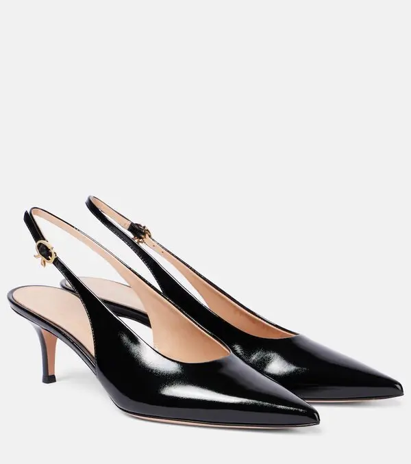 GIANVITO ROSSI Robbie 55 Patent Leather Slingback Pumps - Black