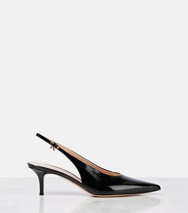 GIANVITO ROSSI Robbie 55 Patent Leather Slingback Pumps - Black