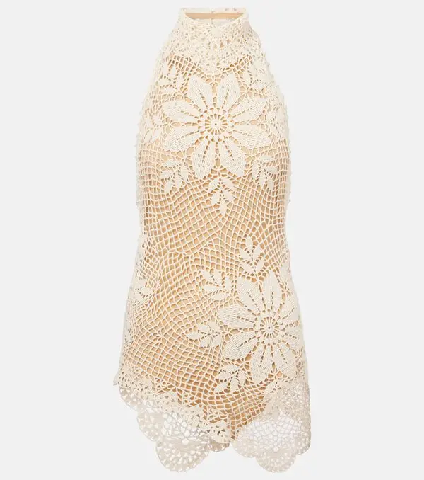 Magda Butrym Floral Crochet Top - White