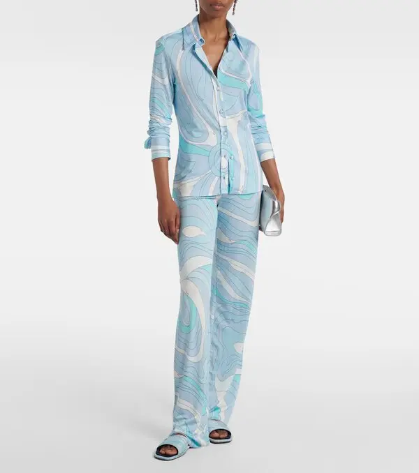Emilio Pucci Marmo Print Satin Jersey Pants