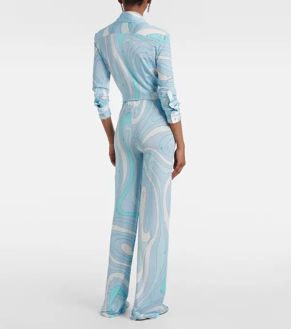 Emilio Pucci Marmo Print Satin Jersey Pants