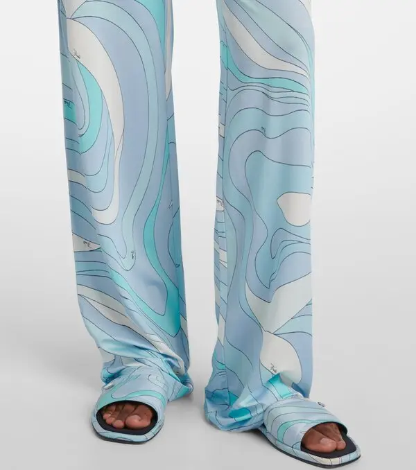Emilio Pucci Marmo Print Satin Jersey Pants
