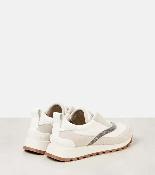 Brunello Cucinelli Monili Leather-trimmed Sneakers