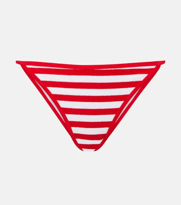 Jade Swim Bare Minimum Striped Terry Bikini Bottom - Red