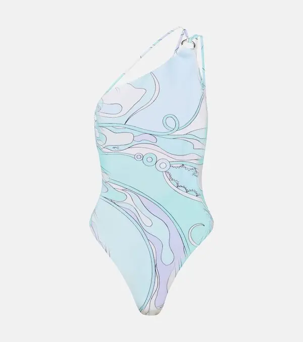 Emilio Pucci Orchidee One-shoulder Swimsuit