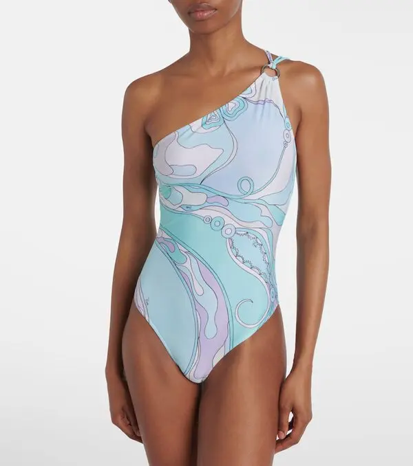 Emilio Pucci Orchidee One-shoulder Swimsuit