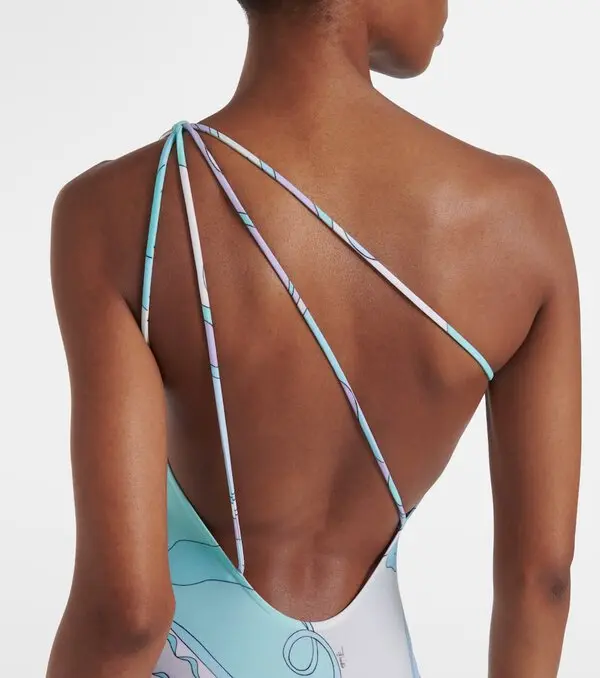 Emilio Pucci Orchidee One-shoulder Swimsuit