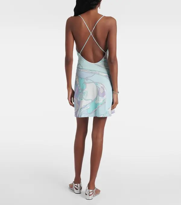Emilio Pucci Orchidee Jersey Slip Dress - Blue