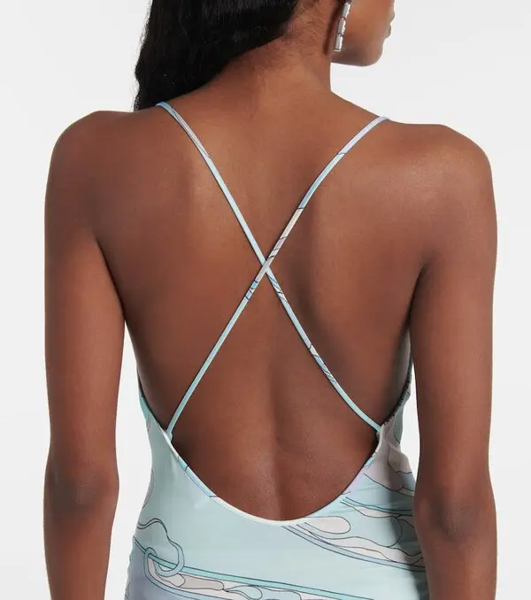 Emilio Pucci Orchidee Jersey Slip Dress - Blue