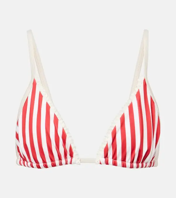 BANANHOT Candy Striped Triangle Bikini Top - Red
