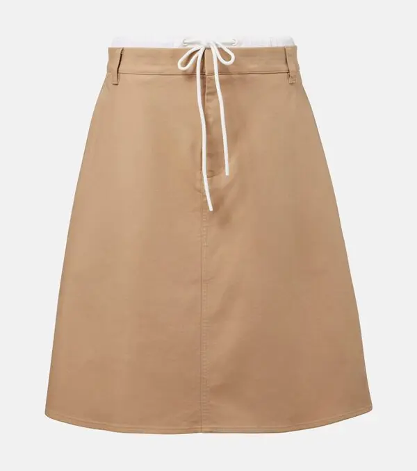 Vince Layered Cotton Twill Midi Skirt