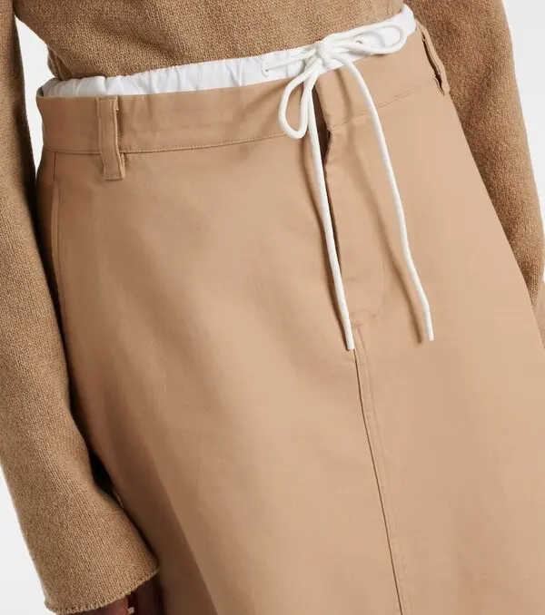 Vince Layered Cotton Twill Midi Skirt