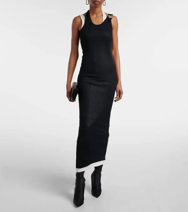 JEAN PAUL GAULTIER Layered Cotton Jersey Maxi Dress - Black