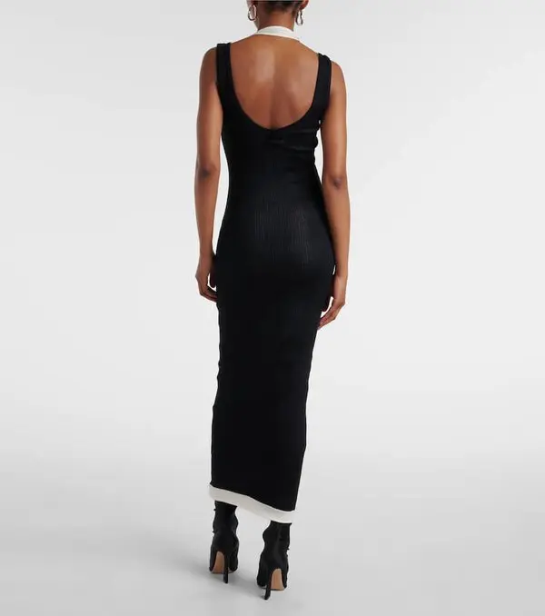 JEAN PAUL GAULTIER Layered Cotton Jersey Maxi Dress - Black