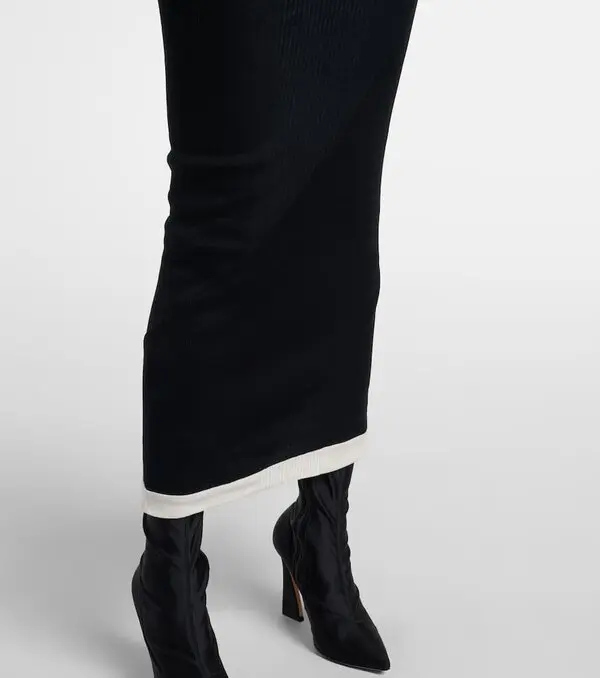JEAN PAUL GAULTIER Layered Cotton Jersey Maxi Dress - Black