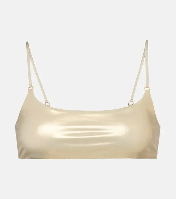 Jade Swim Hinge Metallic Bikini Top - Gold