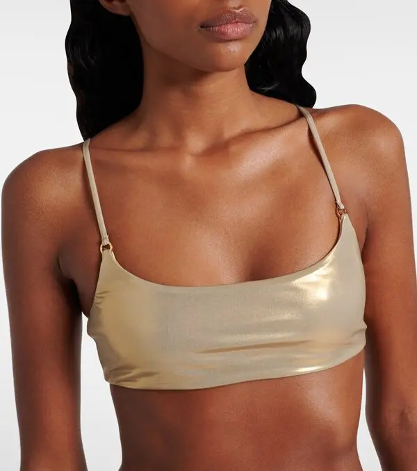 Jade Swim Hinge Metallic Bikini Top - Gold