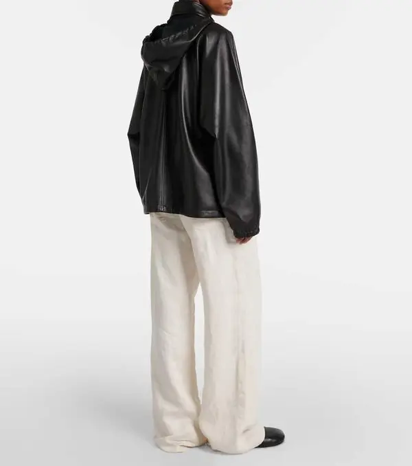 THE ROW Jilly Oversized Leather Bomber Jacket