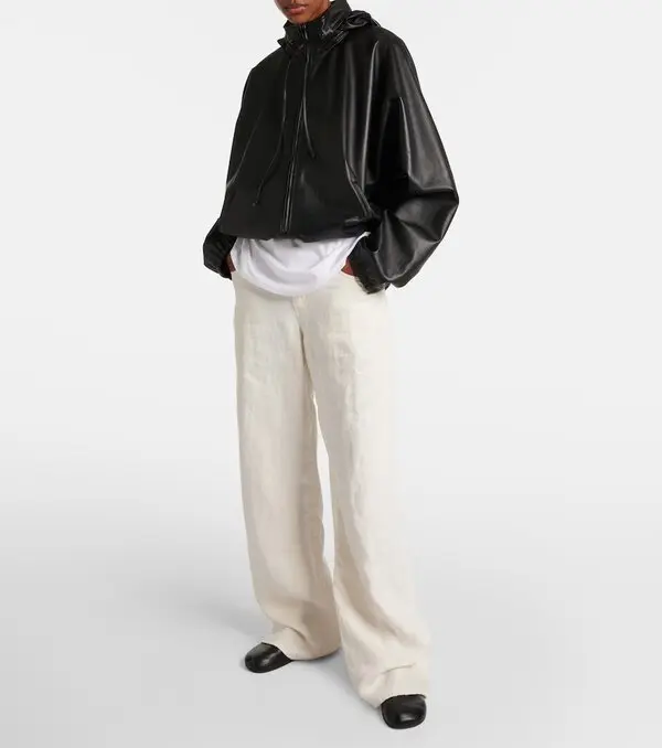 THE ROW Jilly Oversized Leather Bomber Jacket