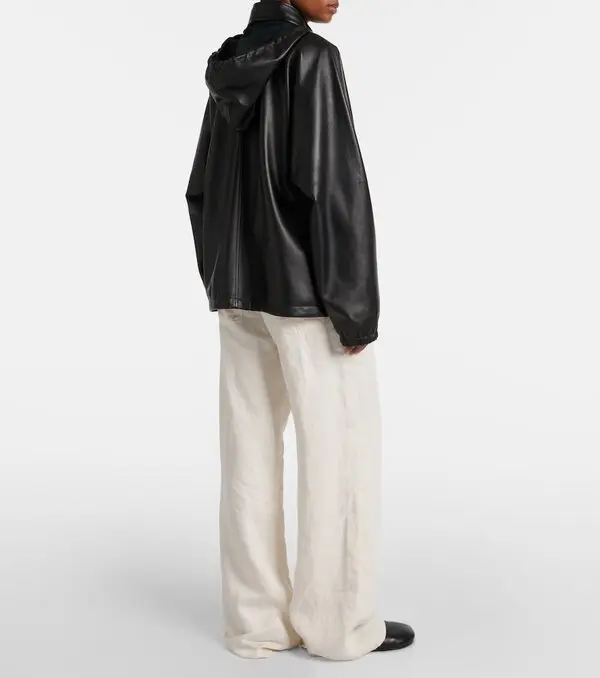 THE ROW Jilly Oversized Leather Bomber Jacket