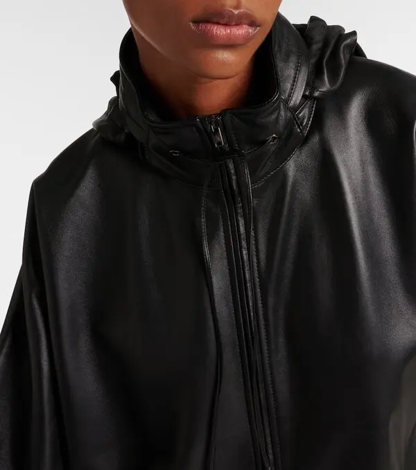 THE ROW Jilly Oversized Leather Bomber Jacket