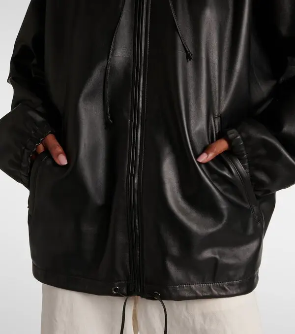 THE ROW Jilly Oversized Leather Bomber Jacket