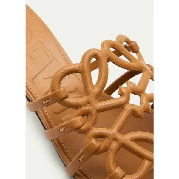 Loewe Petal Anagram Caged Mule Sandals - Camel