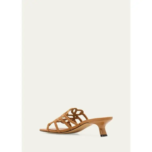Loewe Petal Anagram Caged Mule Sandals - Camel
