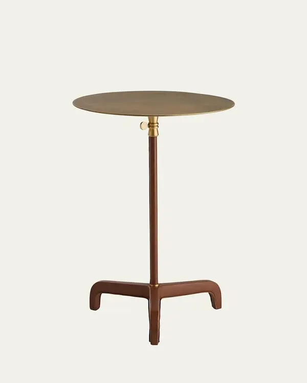 ARTERIORS Addison Adjustable Leather Accent Table - Cognac