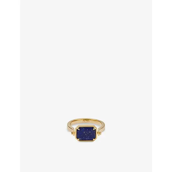 Astley Clarke Deco 18ct Yellow Vermeil, Lapis And Malachite Spinner Ring - Gold