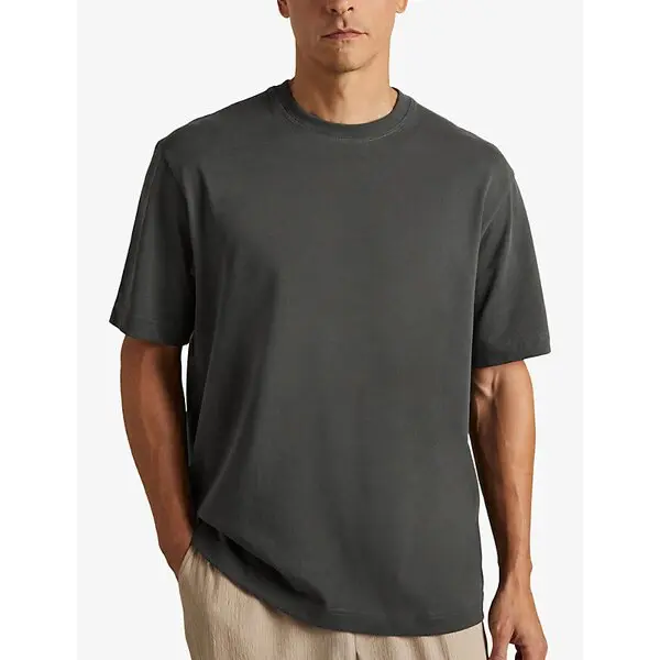 REISS Tate Oversized-fit Cotton-jersey T-shirt - Washed Black