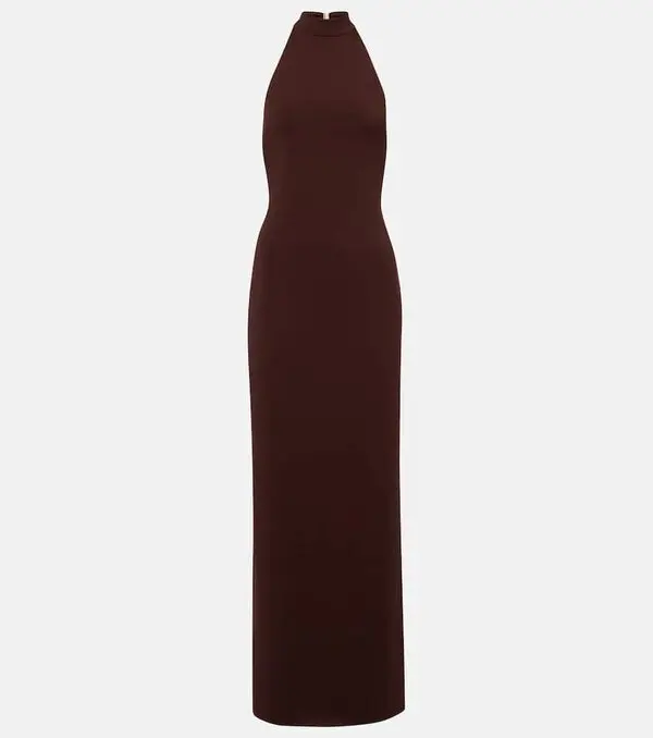 BANANHOT Carrie Halterneck Jersey Maxi Dress - Brown