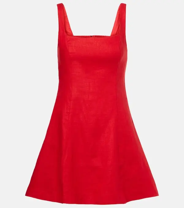 Faithfull The Brand Felice Linen Mini Dress - Red