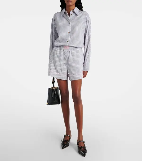 GANNI Striped Bermuda Shorts - Blue