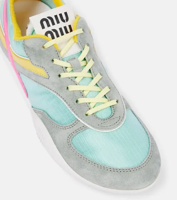 Miu Miu Gymnasium Suede And Technical Sneakers - Multicoloured
